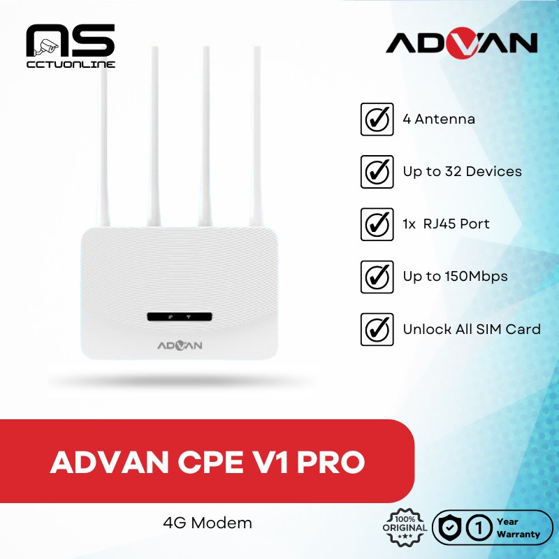 Jual Modem Wifi Router 4G Advan CPE V1 Pro Unlock All Operator Original ...