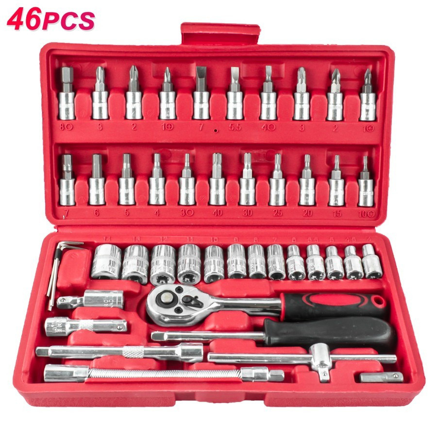 Jual MURAH 46PC Set Socket Full Lengkap Socket Tool Kit Pas Ring Motor ...