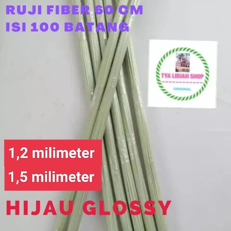 Jual Ruji Jeruji Fiber 1,2mm 1.5 mm hijau glossy 60cm isi 100 batang ...