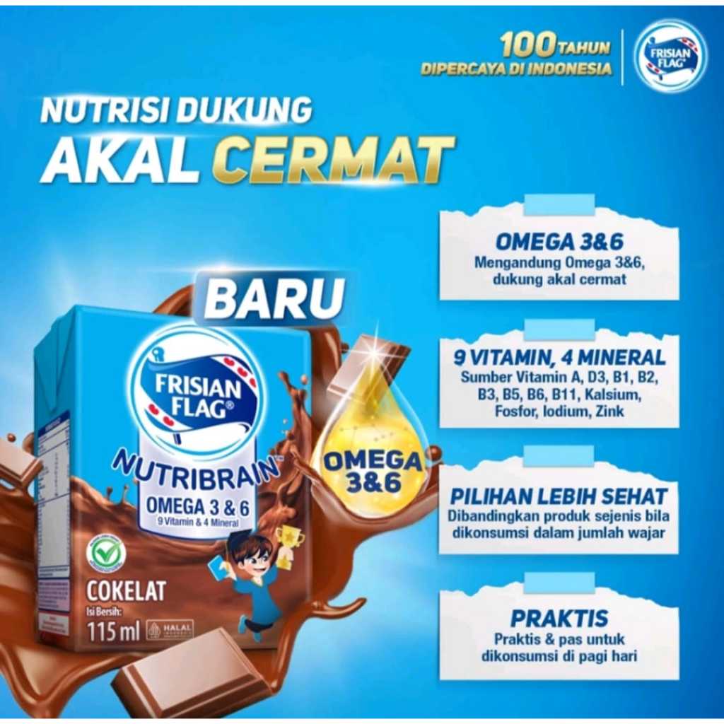 Jual Frisian Flag Nutribrain UHT | Isi 6 @ 115 Ml | Shopee Indonesia