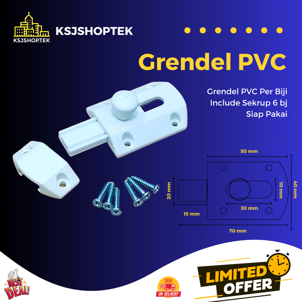 Jual Grendel PVC Selot Kunci Pintu Kamar Mandi Slot Gerendel Plastik ...