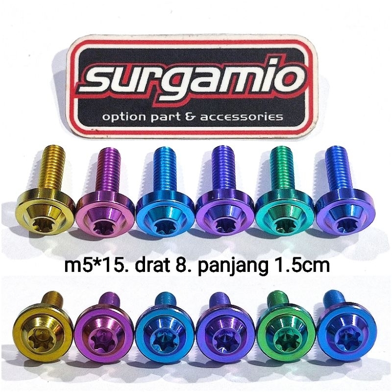 Jual Baut titanium 5x15 big baut titan drat 8 panjang 1.5 cm Grade 5 Vietnam | Shopee Indonesia