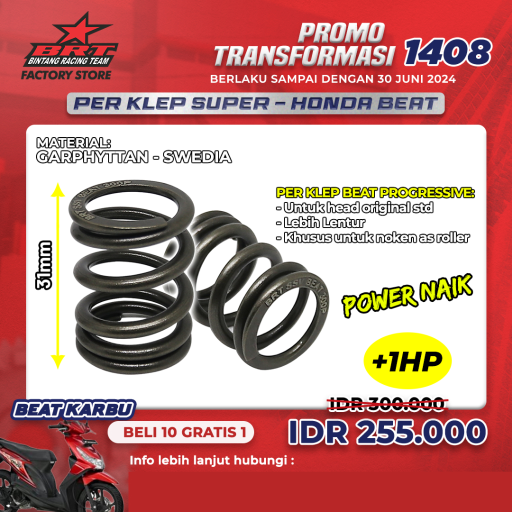 Jual PER KLEP SUPER HONDA BEAT KARBU BEAT FI BEAT ESP TINGGI 31 MM (PROGRESSIVE) - BUSI IRIDUM ...