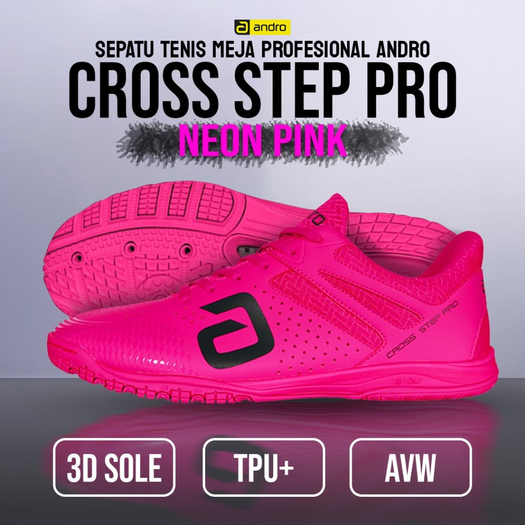 Jual Sepatu Pingpong Tenis Meja Andro Cross Step Pro Neon Pink Original ...