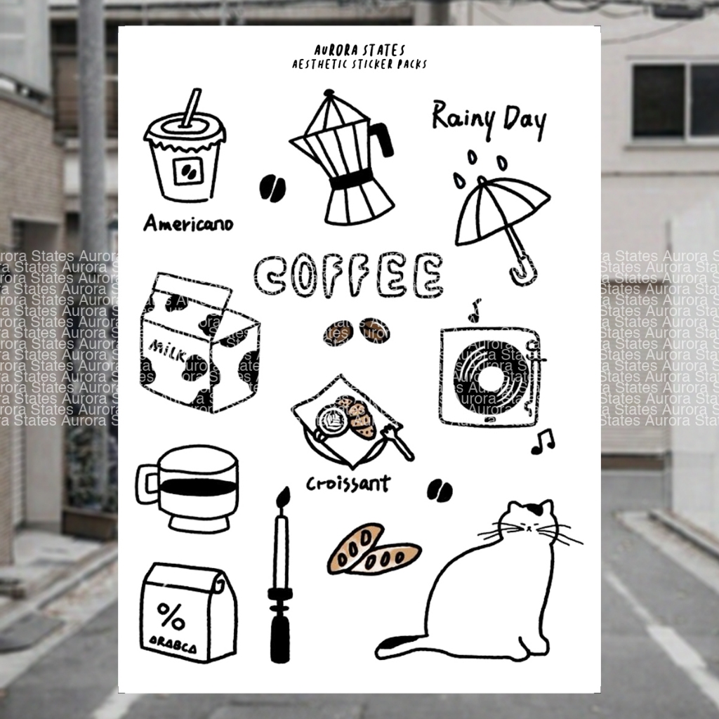 Jual Stiker Aesthetic White Doodle Art | Sticker Aesthetic Tumbler ...