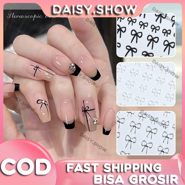 Jual Stiker Kuku 3D Motif Pita Emboss Mix Berlian Imitasi Sticker Pita ...