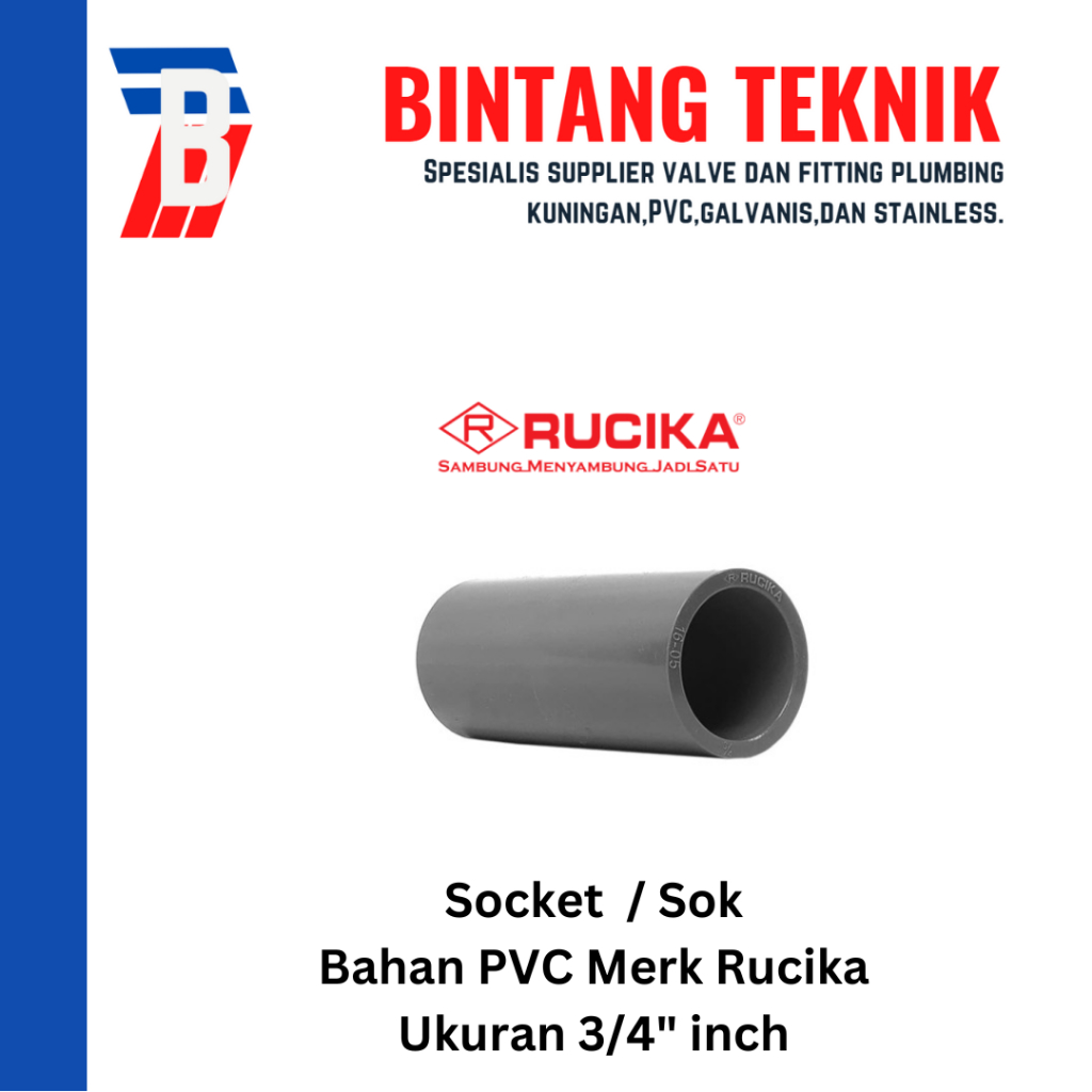 Jual Socket / Sok PVC Rucika 3/4" inch AW (Tebal) | Shopee Indonesia