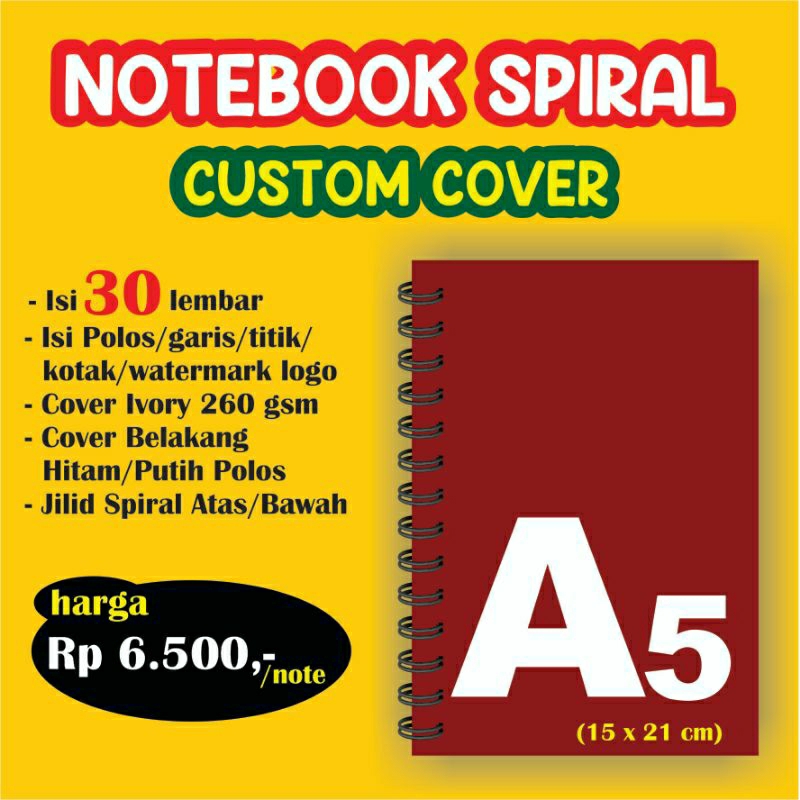Jual NOTEBOOK SPIRAL NOTES A5 CUSTOM COVER (30 lembar) | Shopee Indonesia