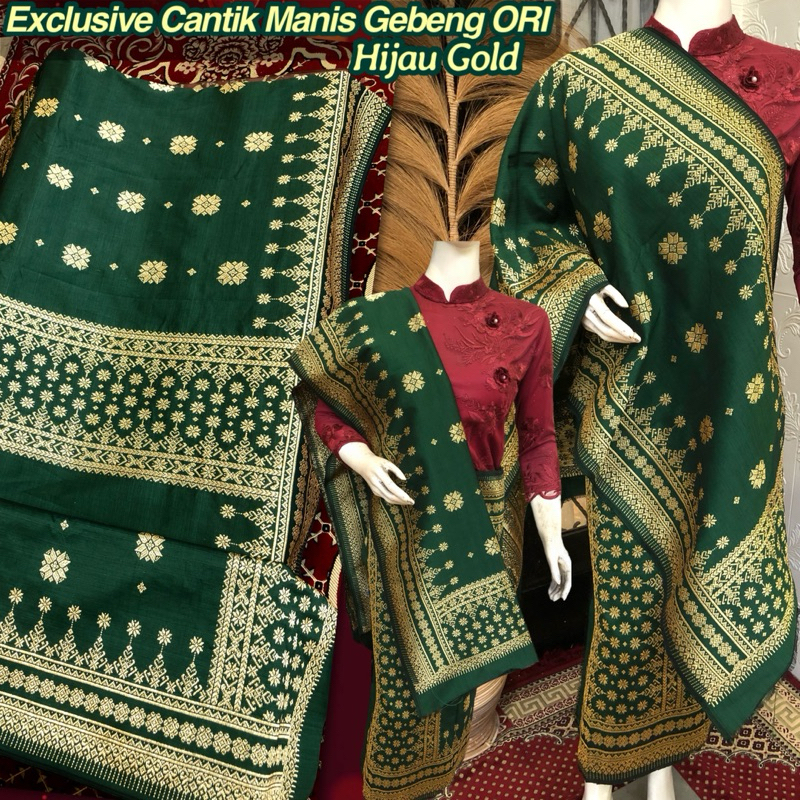 Jual Exclusive Songket Cantik Manis Gebeng ORI / Hijau Gold /songket tenun asli palembang /ilham ...