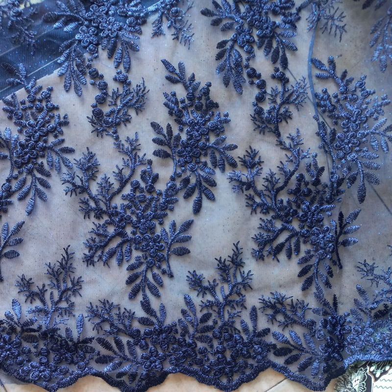 Jual MURAH!!! kain tile brokat meteran BIRU NAVY gliter halus full ...