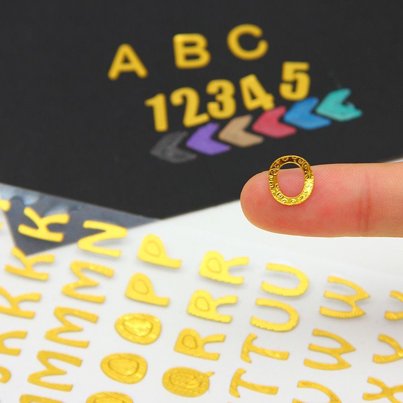 Jual PET sticker alphabet number angka huruf glitter gold silver ...