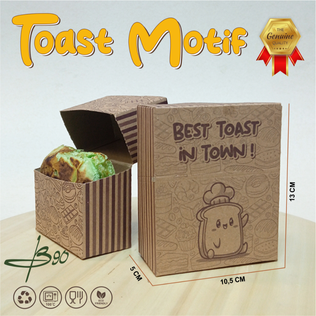 Jual Toast Box Motif isi 50 pcs SIZE 13x10.5x5 kraft Premum / Toast ...