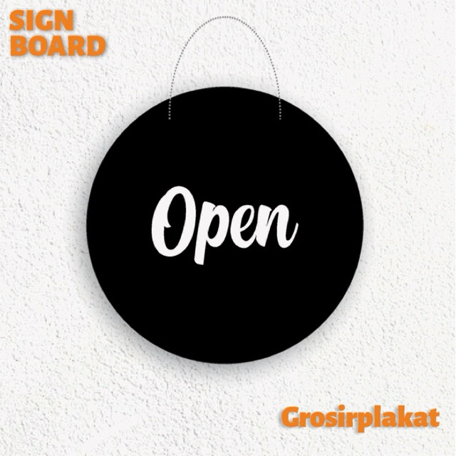 Jual Papan Open Closed Sign Board Akrilik Hitam Putih Gantungan Signage ...
