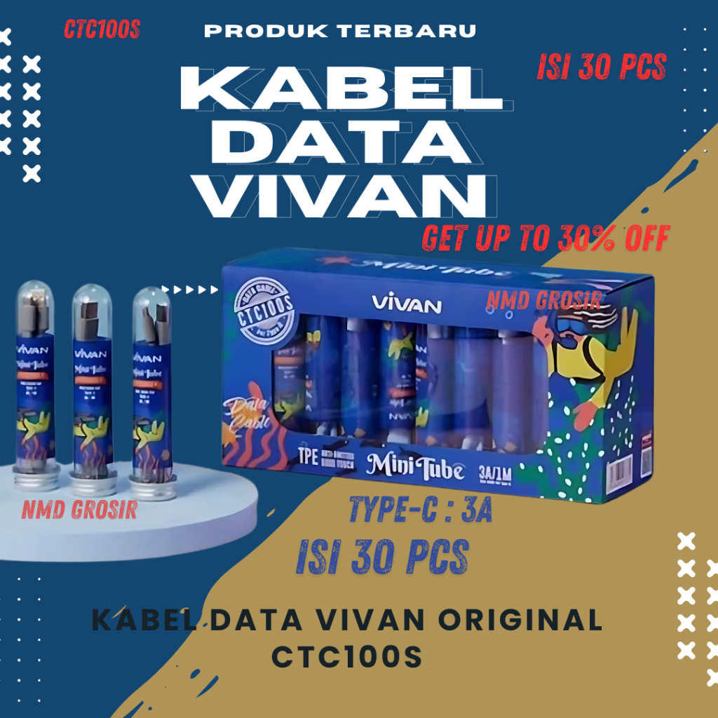 Jual Kabel data Vivan mini tube CTC100 CTC100S for type C 2.4a 1meter ...