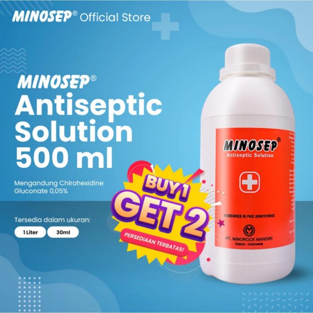 Jual Minosep Antiseptic Solution 500ml 2 botol + BONUS 1 Hijau 60ml ...