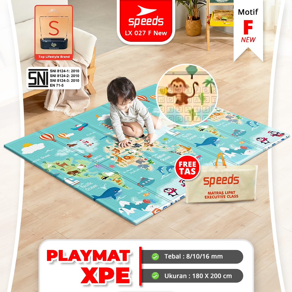 Jual SPEEDS SNI F Playmate Bayi Karpet Lipat 180x200cm Playmat Bayi ...