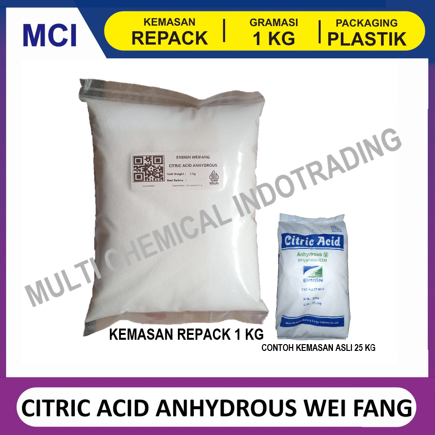 Jual CITRIC ACID CITRUN ASAM SITRAT ANHYDROUS WEI FANG - REPACK 1 KG ...