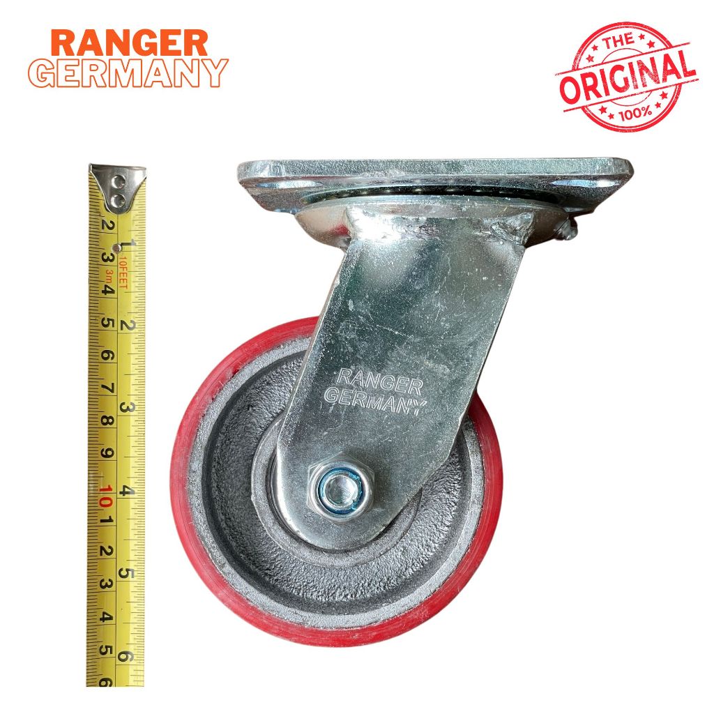 Jual Roda Besi PU Heavy Duty 4 Inch Hidup Castor Besi Polyurethane 4 ...