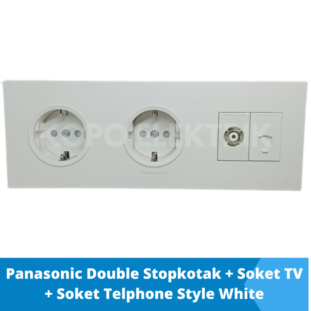 Jual Panasonic Double Stopkontak CP + Soket TV + Soket Telphone Style ...