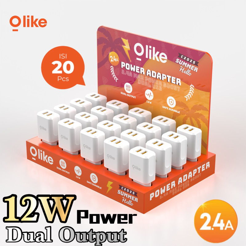 Jual OLIKE C202S (1 BOKS ISI 20 PCS) ADAPTOR / KEPALA CHARGER DUAL PORT ...