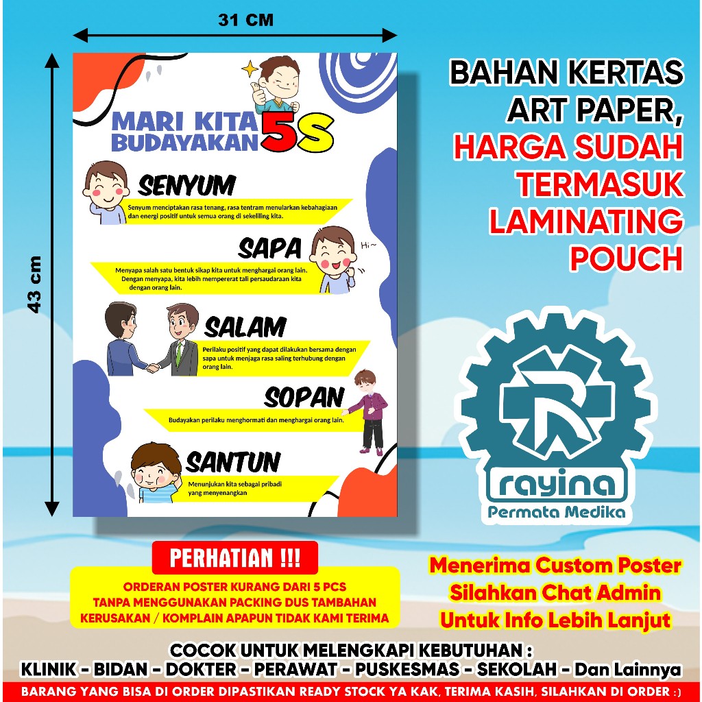 Jual Poster Edukasi Mari Kita Budayakan 5S Senyum Salam Sapa Sopan ... Jual Poster Edukasi Mari Kita Budayakan 5S Senyum Salam Sapa Sopan ...