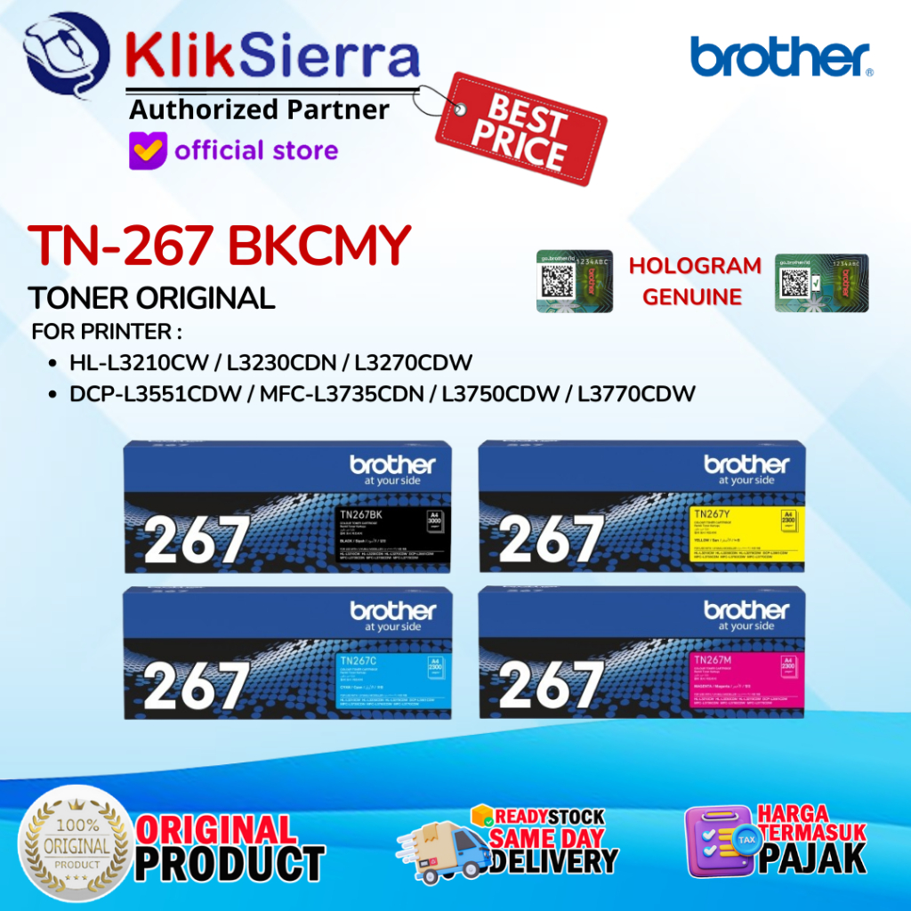 Jual BROTHER Toner 1SET TN-267Black Cyan Magenta Yellow | TN267BKCMY ...