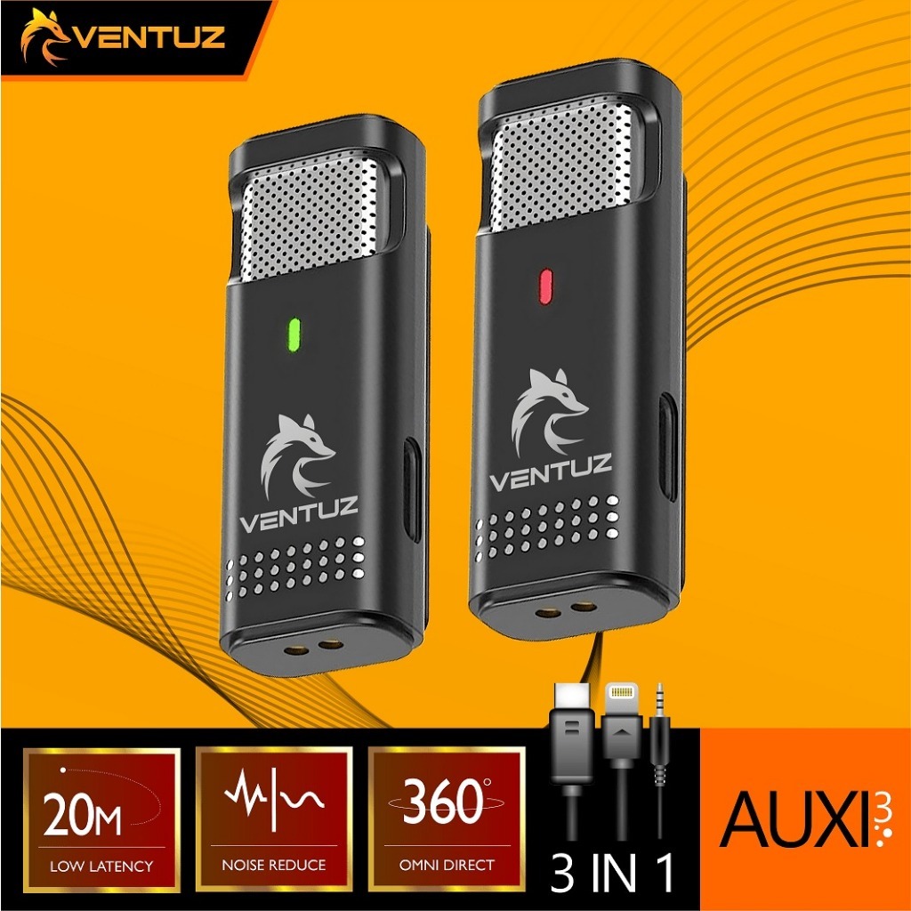 Jual VENTUZ 3 IN 1 Wireless Microphone Mini Clip-On LAVALIER TYPE C ...