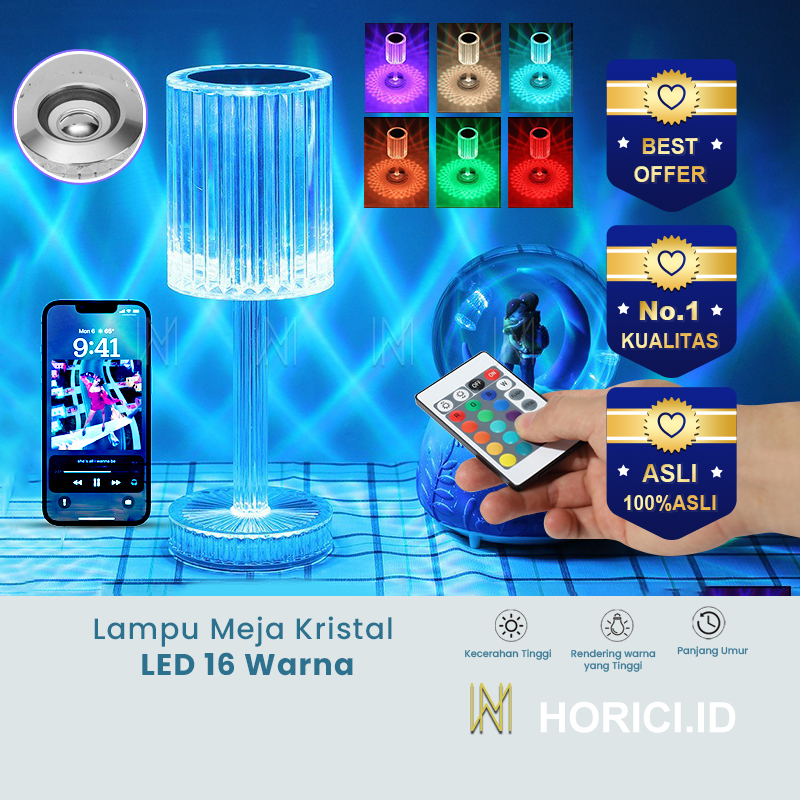 Jual Lampu Meja Kristal Sensor RGB / Lampu Tidur Kristal Lampu Tidur ...