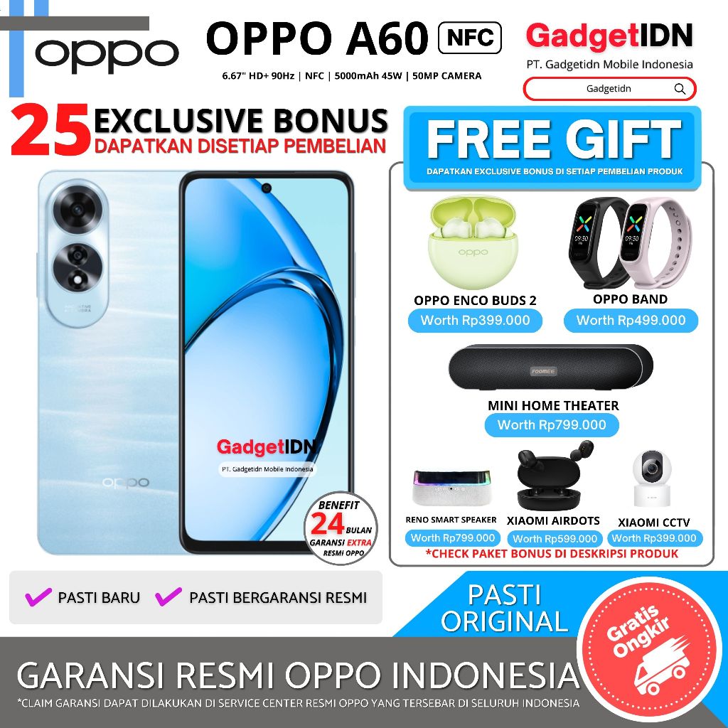 Jual OPPO A60 NFC 8/256GB ( +8GB Extended Ram ) Garansi Resmi Oppo ...
