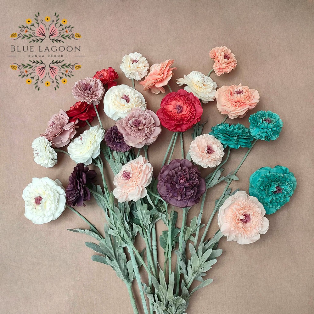 Jual Artificial Flocking Krisan Flower Bunga Dahlias Premium Bunga ...