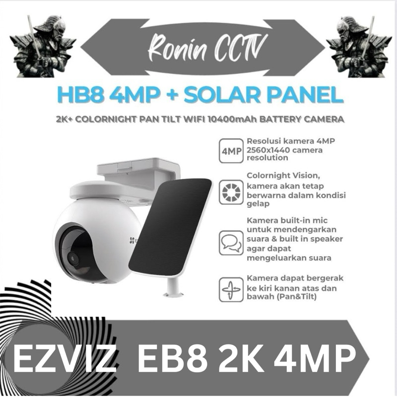 Jual CCTV Sim Card EZVIZ 4G GSM EB8 + Solar Panel 2K 4MP Baterai Batery ...