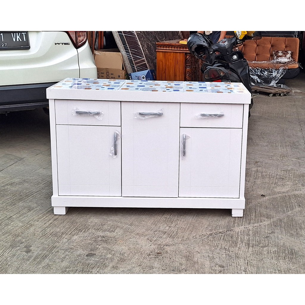 Jual Meja Dapur bawah meja kompor plus rak piring 3 pintu | Shopee ...