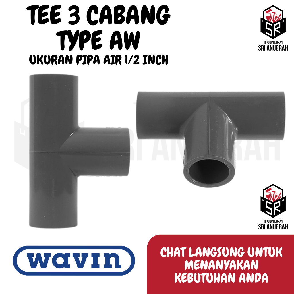 Jual WAVIN TEE 3 Cabang Sambungan Pipa Air 1/2 inch TIPE AW | Shopee ...