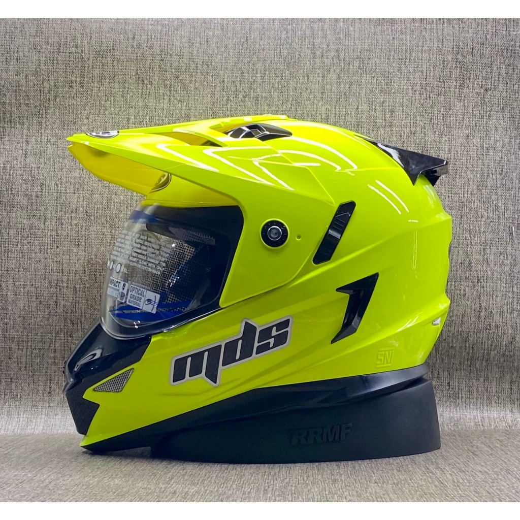 Jual MDS Super Pro Solid Yellow Fluo I Helm MDS Super Moto Full Face ...