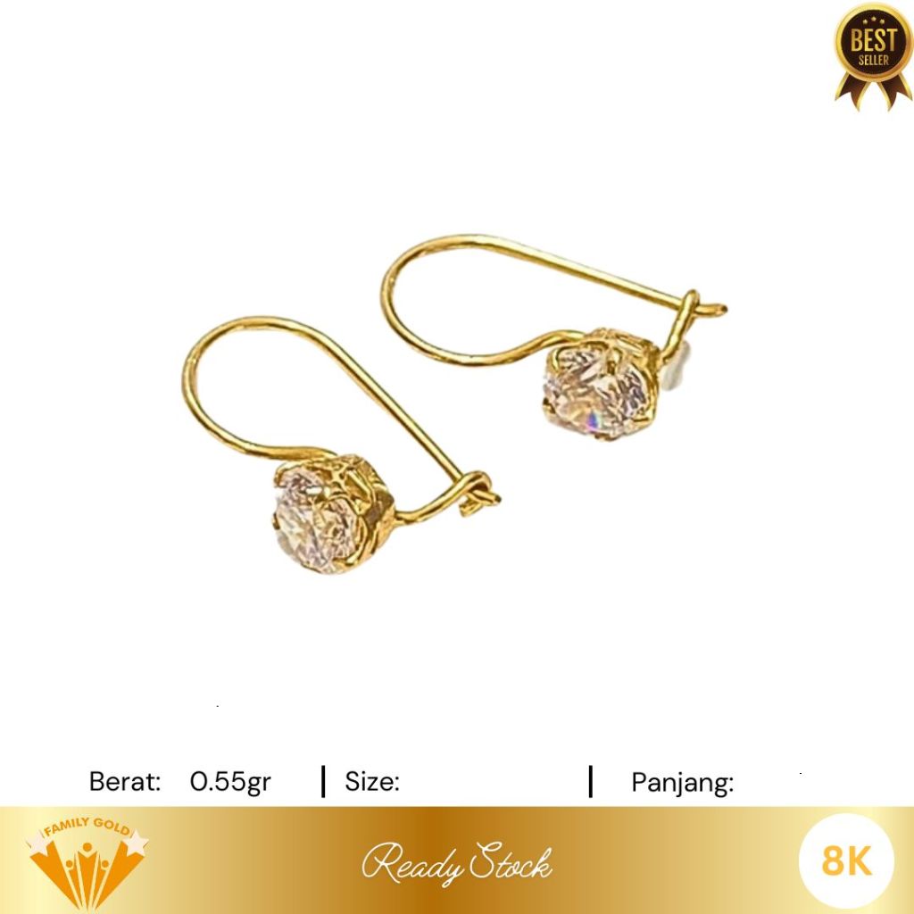 Jual Anting Emas Kadar 8K Model Desy Mata Putih Family Gold | Shopee ...