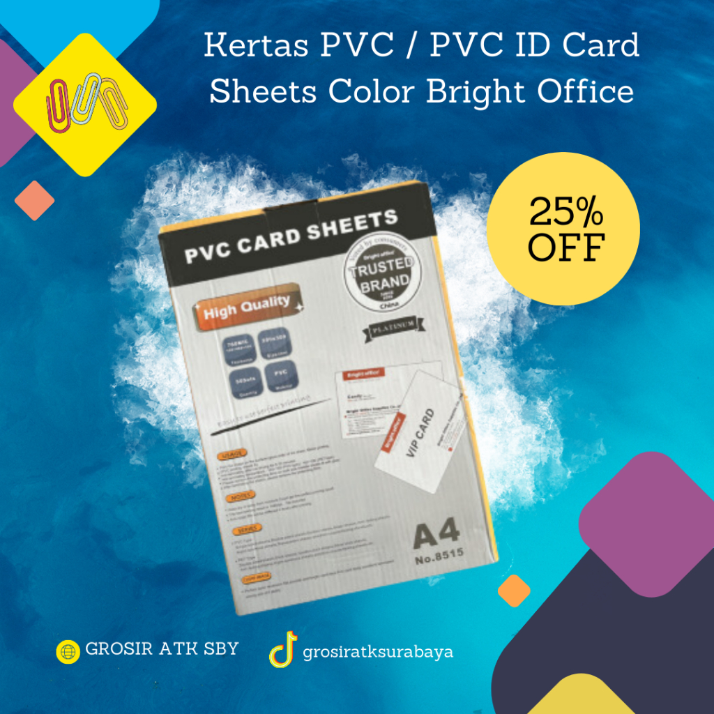 Jual Kertas PVC / PVC ID Card Sheets Colourbox Ukuran A4 Bright Office ...
