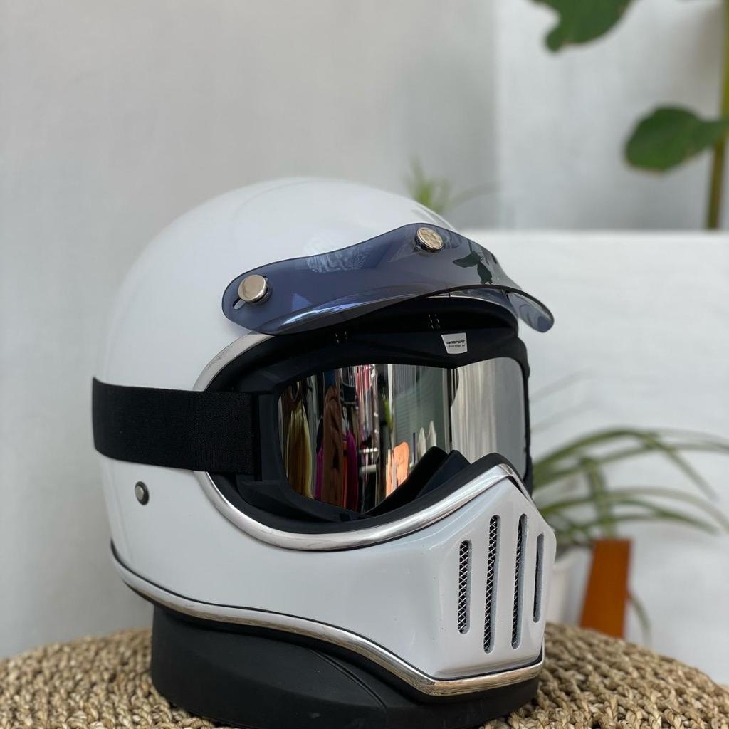 Jual Helm Cakil Klasic include GoggleMask + Topi full face motorcycle ...