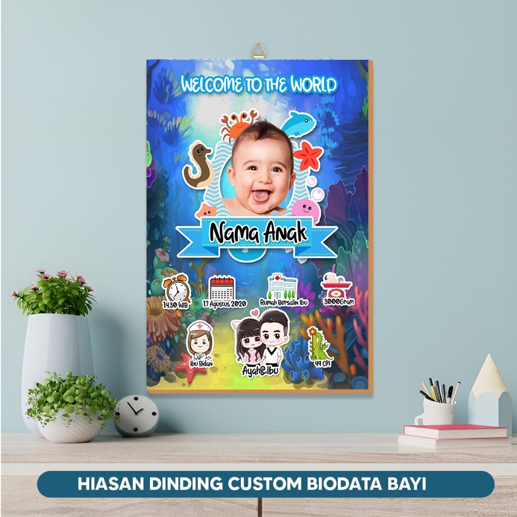 Jual Biodata Bayi Custom Lucu Hiasan Dinding Custom Biodata Bayi Anak ...