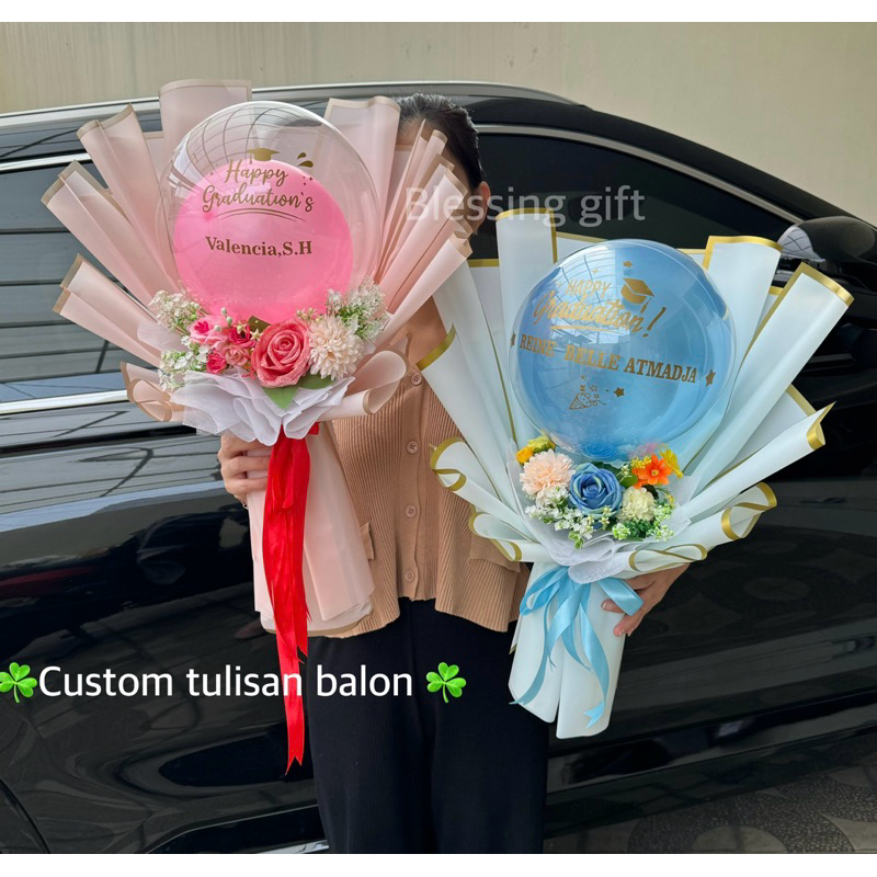 Jual Buket Bunga Balon custom tulisan | Buket wisuda | Balon ulang ...
