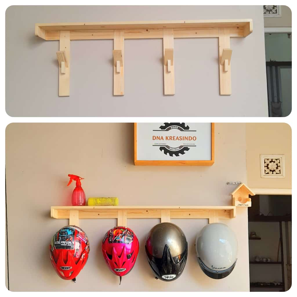 Jual ambalan rak helm kayu jati belanda | Shopee Indonesia