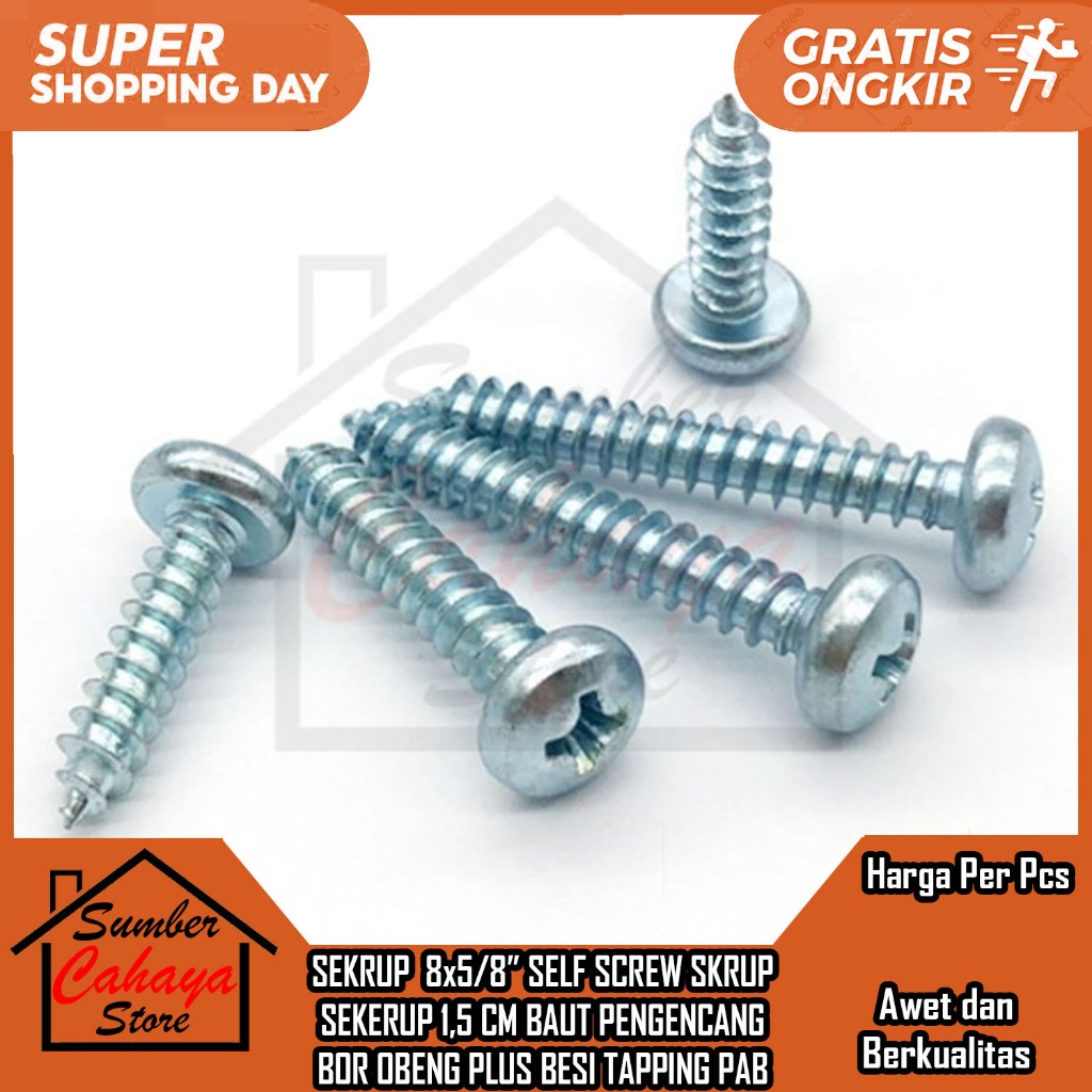 Jual Sekrup Tapping Pab 8x5/8" Per 1 Pcs Self Screw Skrup Sekerup 1,5 ...