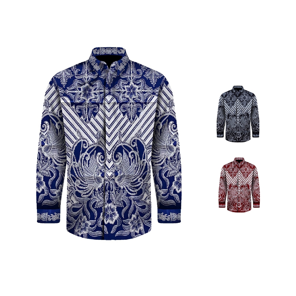Jual BATIK SIMONET Baju Batik Biru Pria Kemeja Batik Lengan Panjang ...