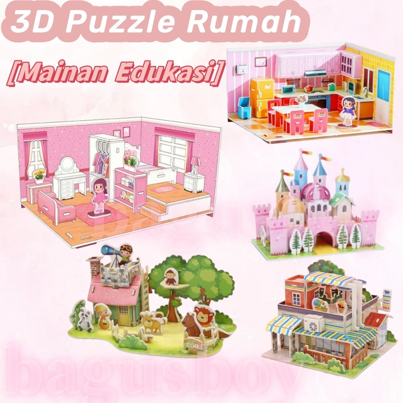 Jual DIY Mainan craft Mainan Edukasi Anak Puzzle 3D Miniatur DIY Jigsaw ...