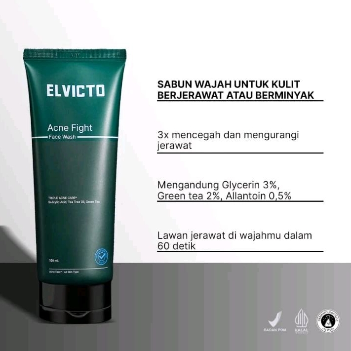 Jual ELVICTO ACNE FIGHT FACE WASH 100ML | Shopee Indonesia