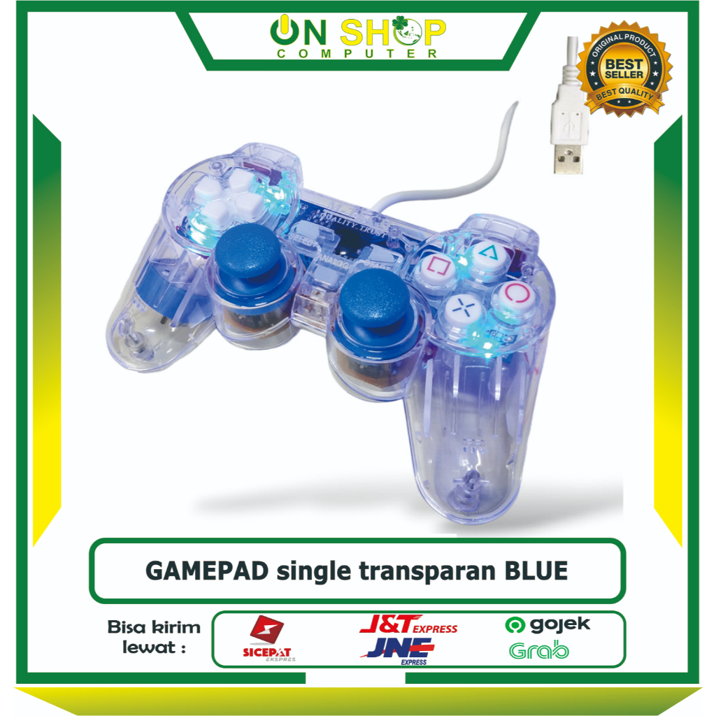 Jual GAMEPAD SINGLE TRANSPARAN LIGHT COLOR MERAH CONTROLLER PC KOMPUTER ...