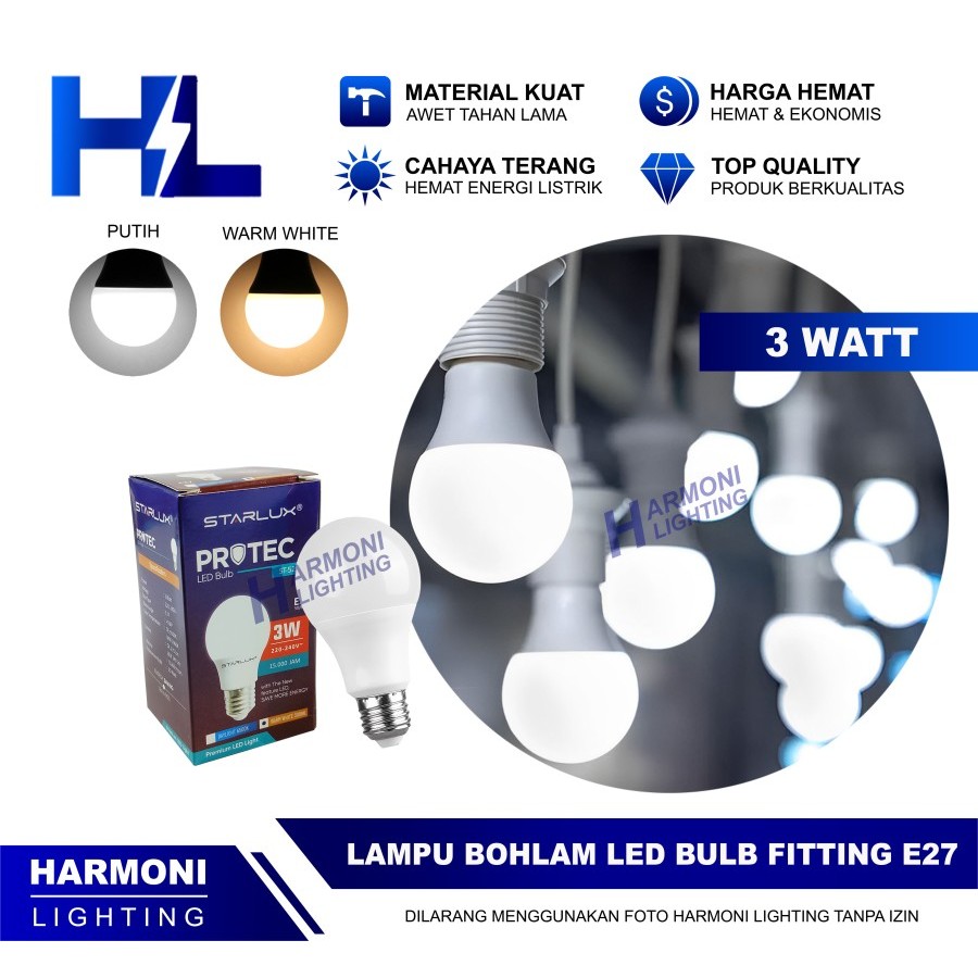 Jual Lampu LED 3W - Bohlam Warna Warm White Dan Putih SNI Bergaransi ...