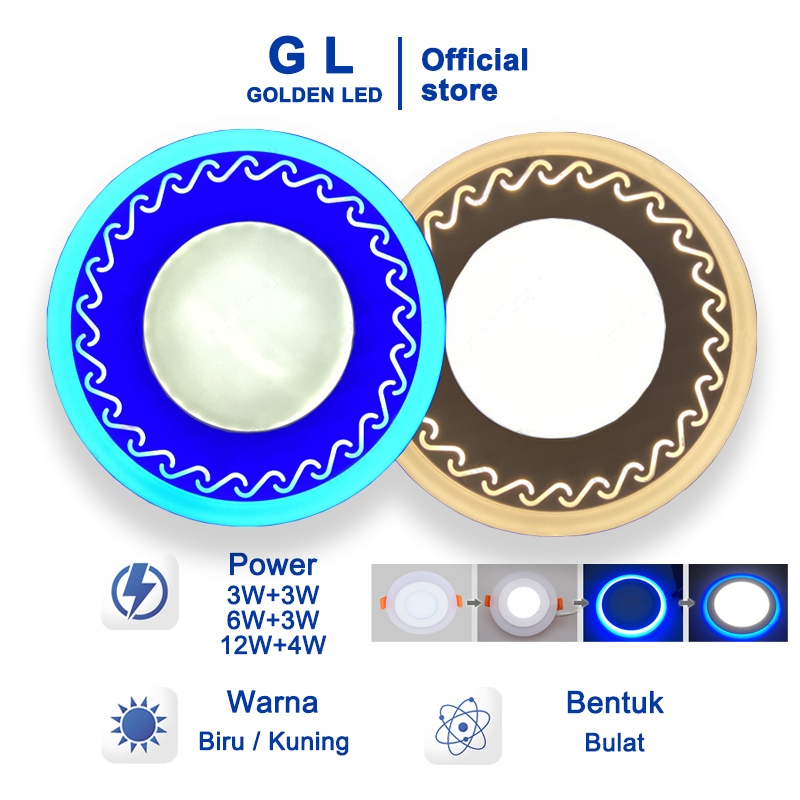 Jual GL Lampu Plafon Downlight Panel Led 2 Warna 3+3W/6+3W/12+4W Inbow ...
