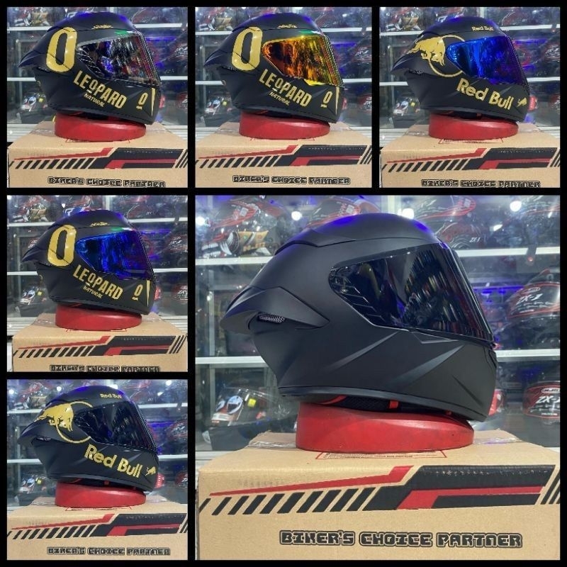 Jual helm full face ttc mla solid paket ganteng leopard original SNI ...