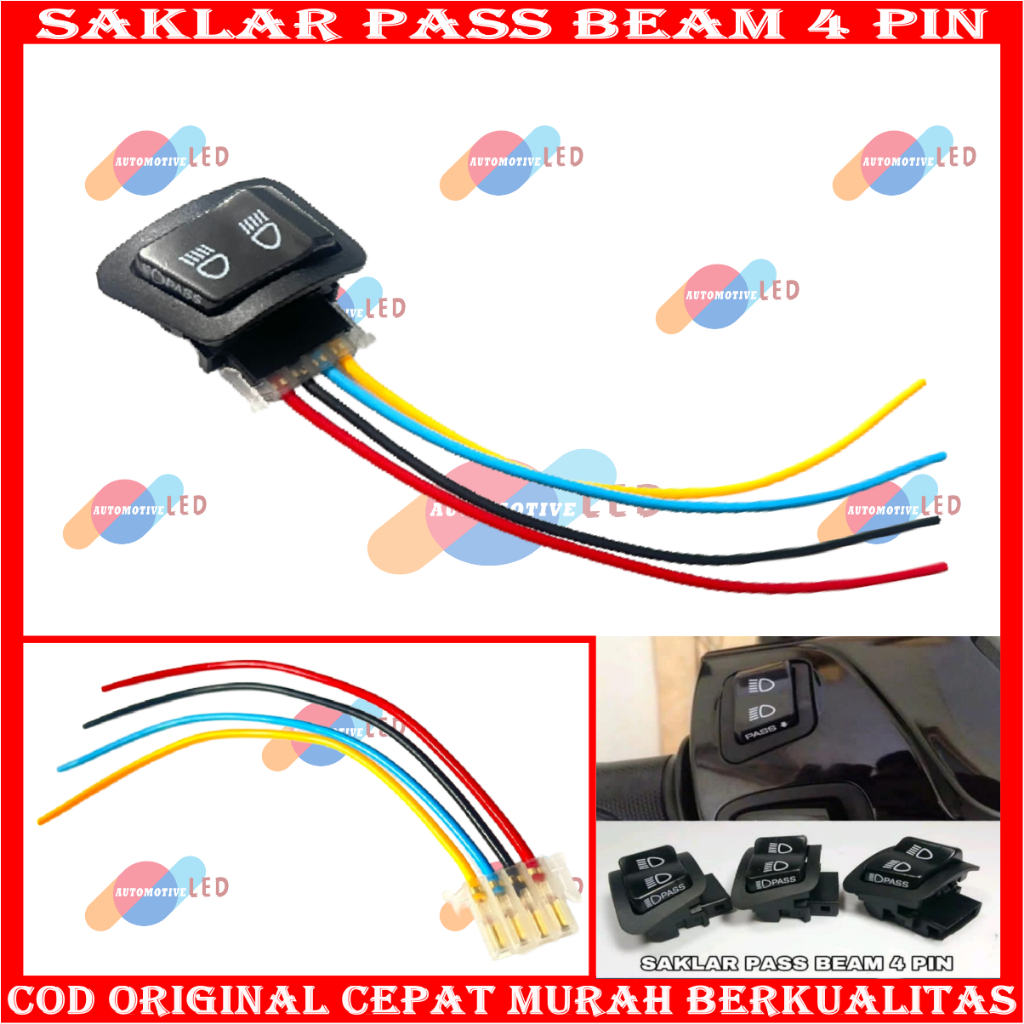 Jual ORIGINAL SAKLAR PASS BEAM 4 PIN VARIO LED OLD BEAT FI TOMBOL PASS BEAM MOTOR HONDA SAKLAR ...