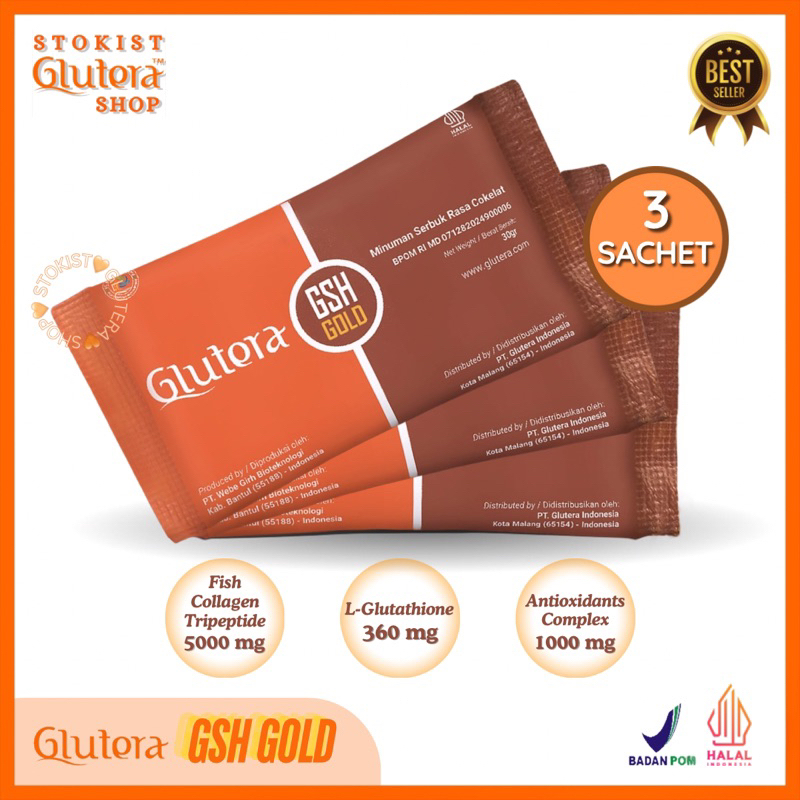 Jual [3 SACHET] GLUTERA GSH GOLD GLUTATHIONE + COLLAGEN TRIPEPTIDE 5000 ...